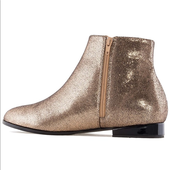 Boutique | Shoes | Shimmering Gold Flat Ankle Boots | Poshmark
